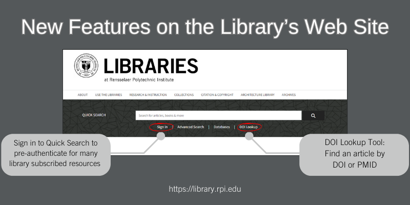 Lookup an article by DOI? Pre-authentication of library resources? Now available by popular ...